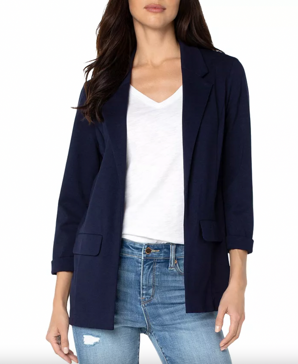 Boyfriend Blazer W/ Princess Darts - Cadet Blue – Shoptiques