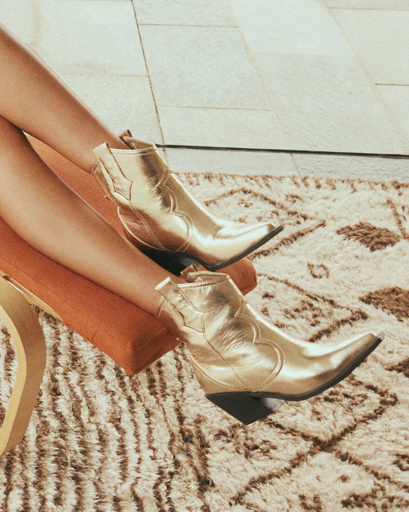 Ulira Gold Metallic Booties – Shoptiques