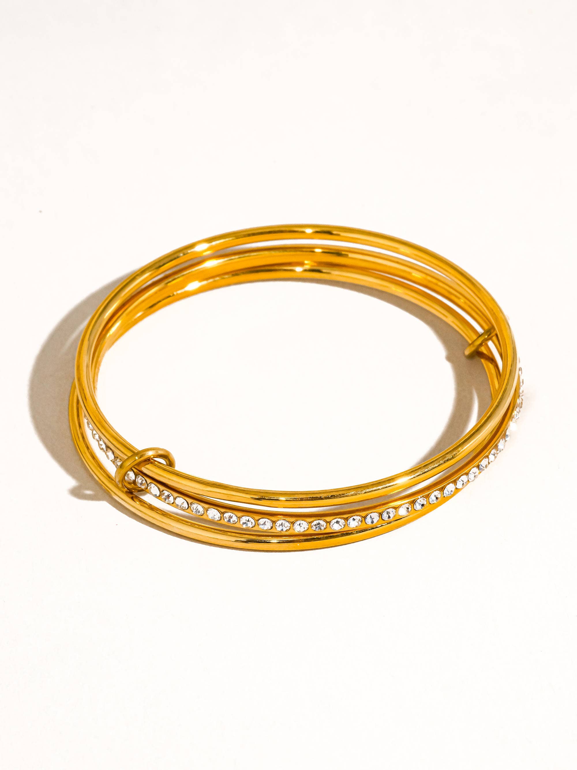 Frisson 18K Gold Non-Tarnish Rhinestone Stack Bracelet – Shoptiques
