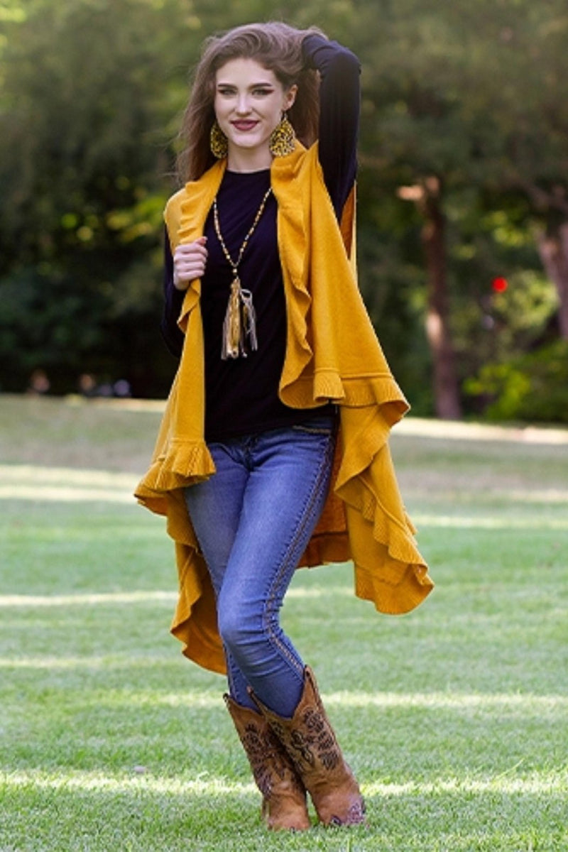 Ruffle Vest Cardigan Duster – Shoptiques