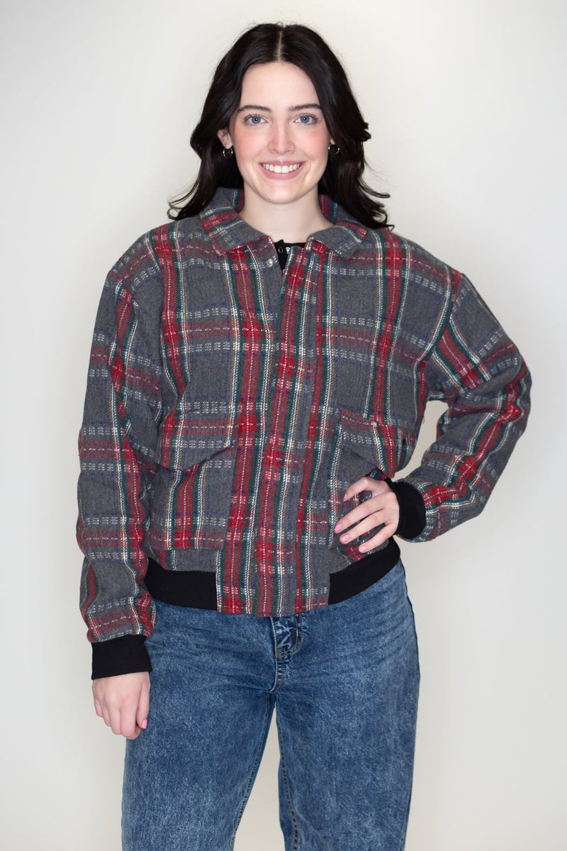 Checkered Bomber Jacket – Shoptiques