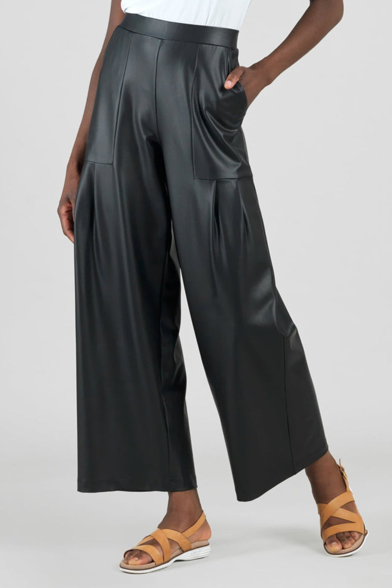 Liquid Leather - Pleated Wide Leg Pant – Shoptiques