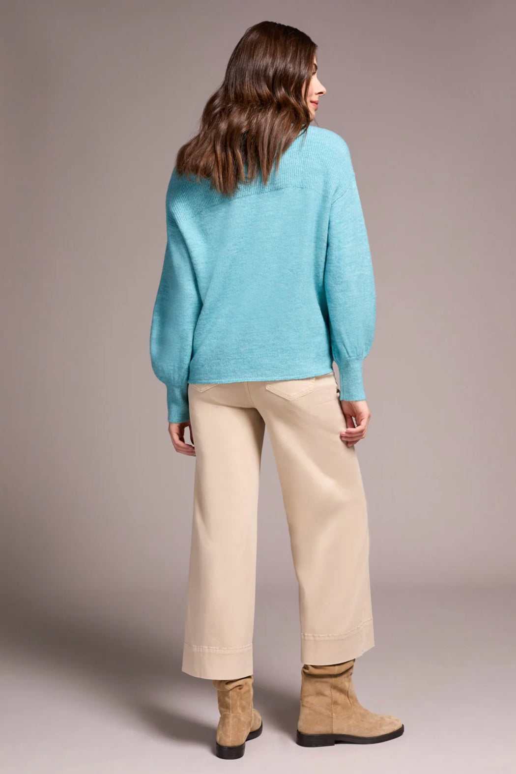 Mandarin Collar Long Puff Sleeve Sweater – Shoptiques