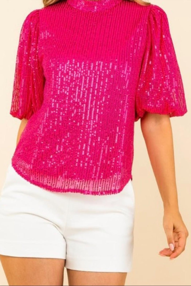 Hot Pink Sequin Top – Shoptiques