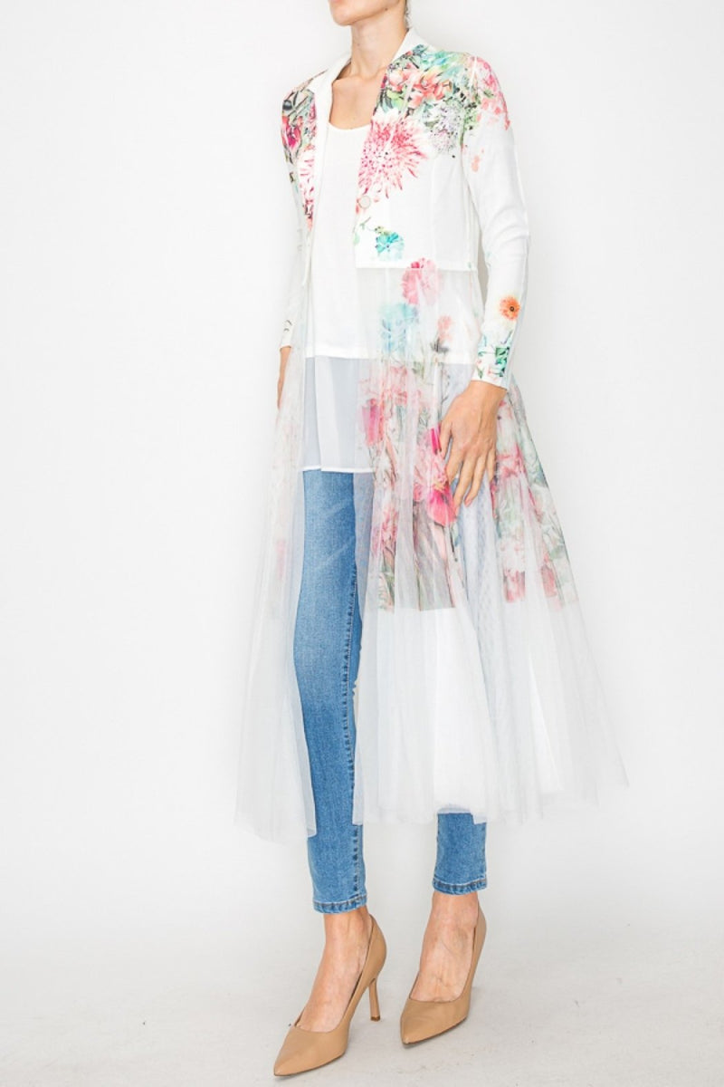White Floral Mesh Duster – Shoptiques
