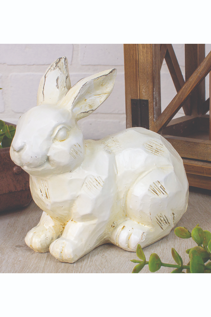 Crouching White Resin Bunny – Shoptiques