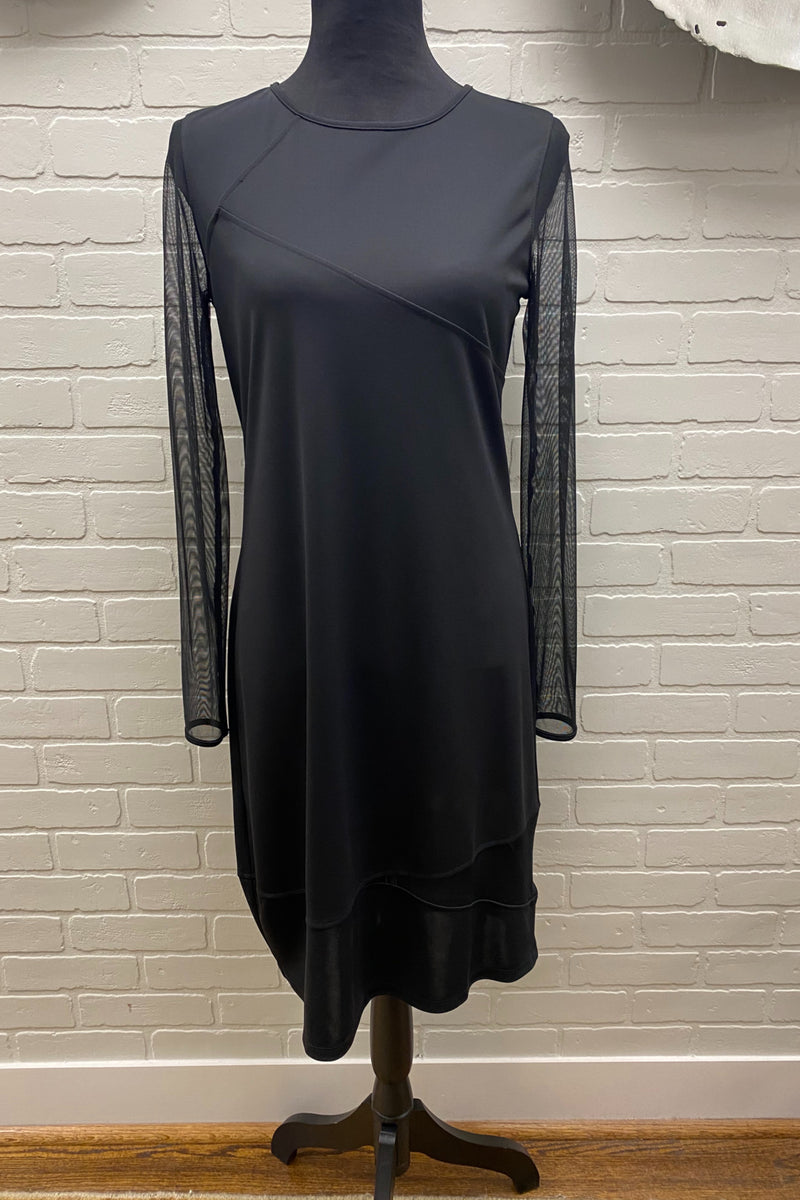 A Marsi Black Norah Dress with Mesh Sleeves – Shoptiques